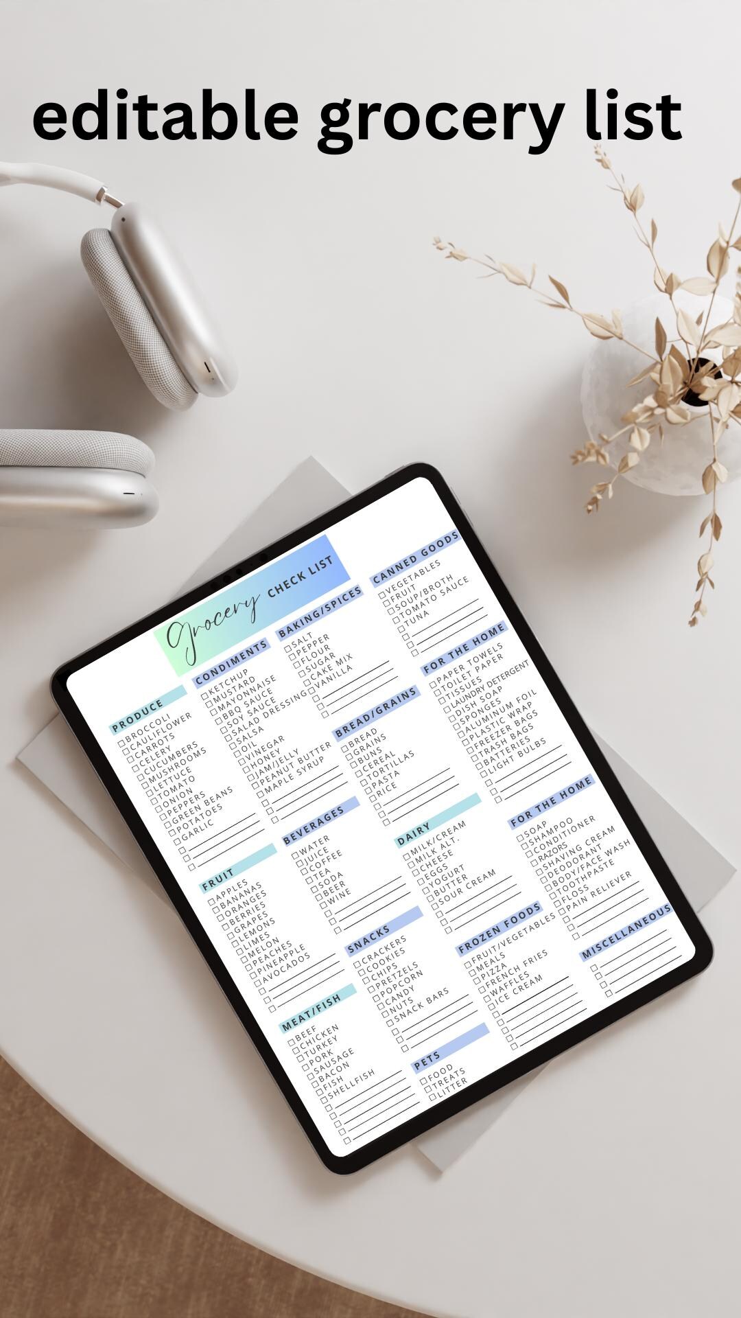 Weekly Grocery Checklist Printable PDF • Shopping List Template ...