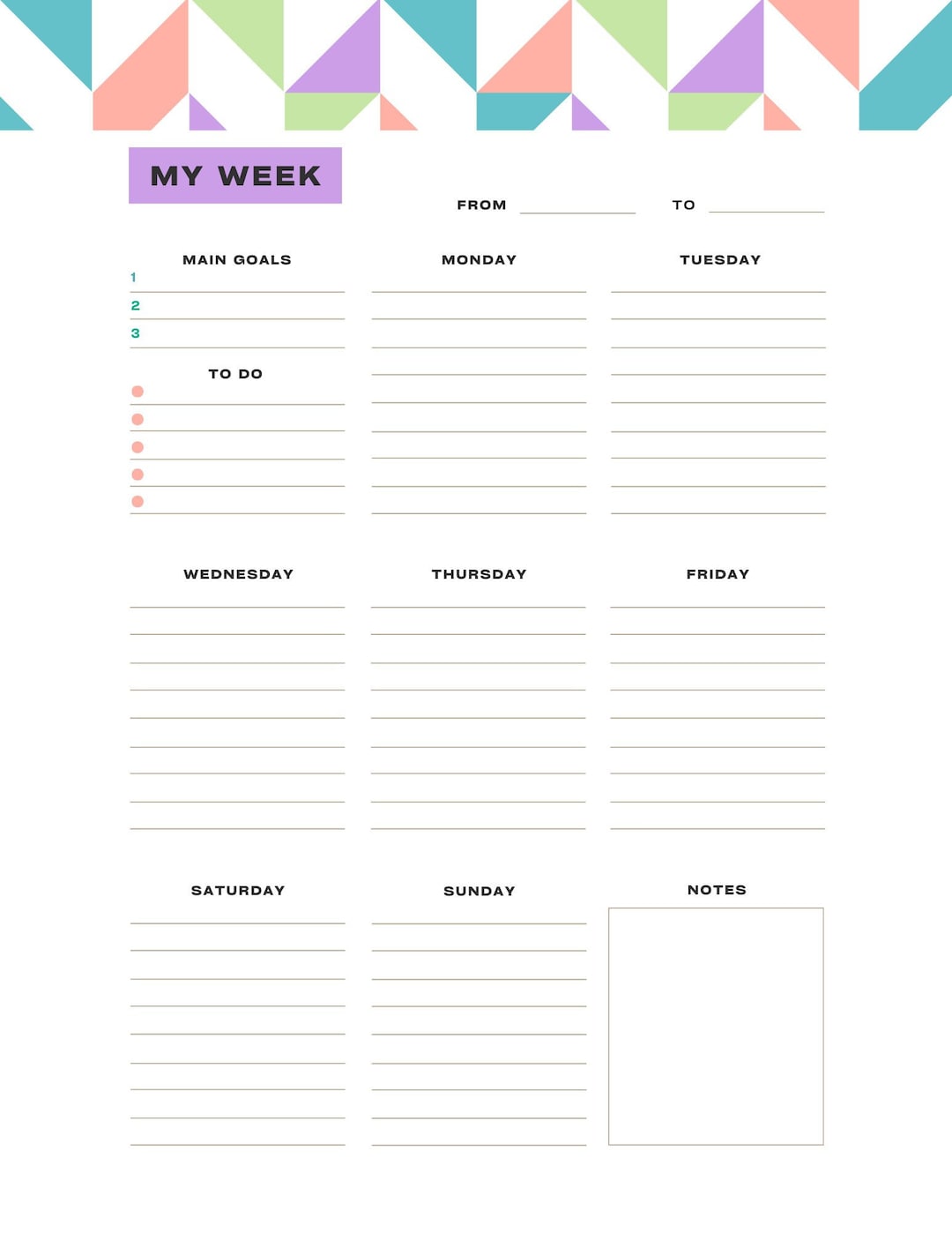 Weekly Planner Digital Download - Digital Weekly - Printable Planner ...