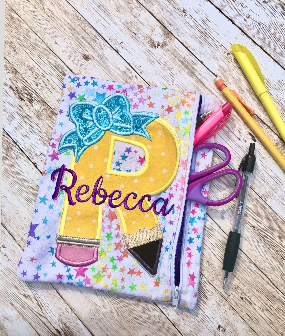 Embroidered Personalized Pencil Pouch | Custom Pencil Case | Back to ...