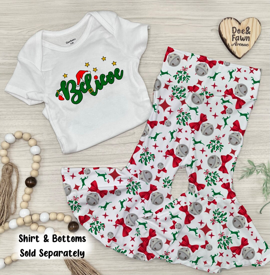 Christmas Silver Bells Girl Bell Bottoms Baby Jingle Bells Outfit ...