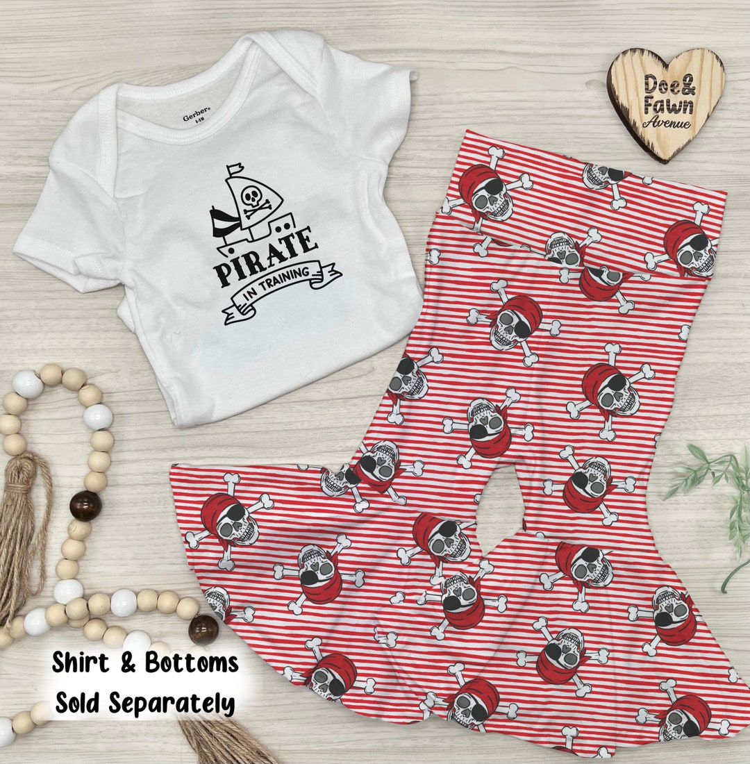 Girl Pirate Bell Bottoms Girl Outfit | Baby Buccaneer Red Striped Bell ...