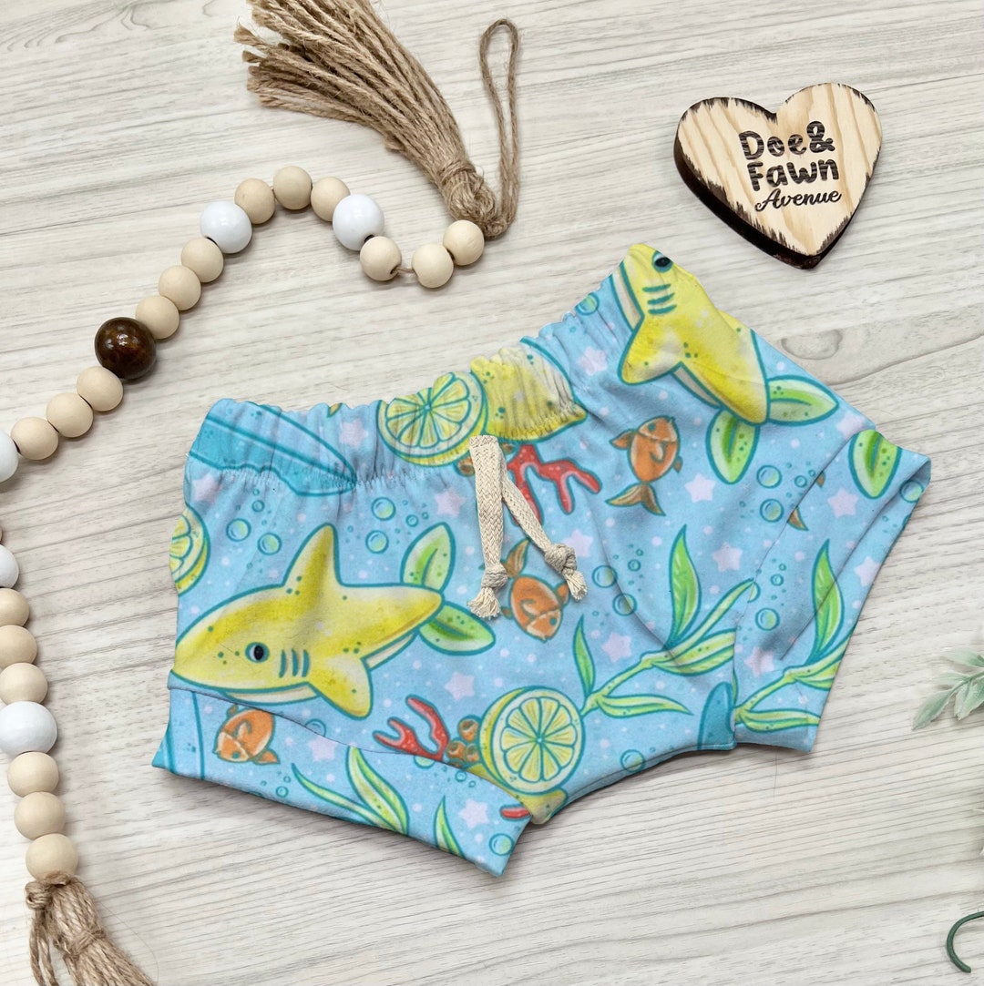 Lemon Shark Baby Shorties | Sea Life Toddler Play Shorts | Surf Board ...