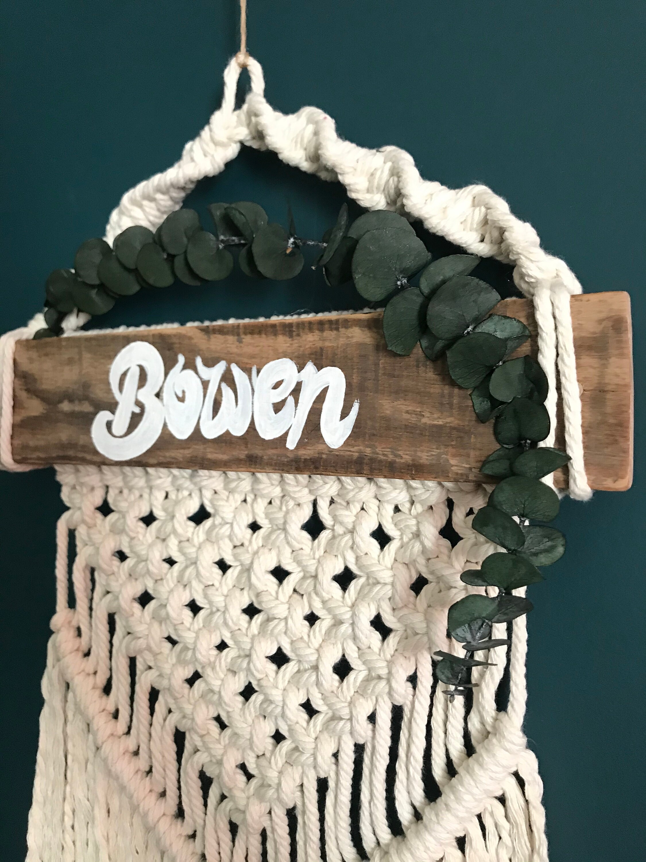 Macrame Name Sign / Wood and Eucalyptus Wall Hanging - Etsy UK