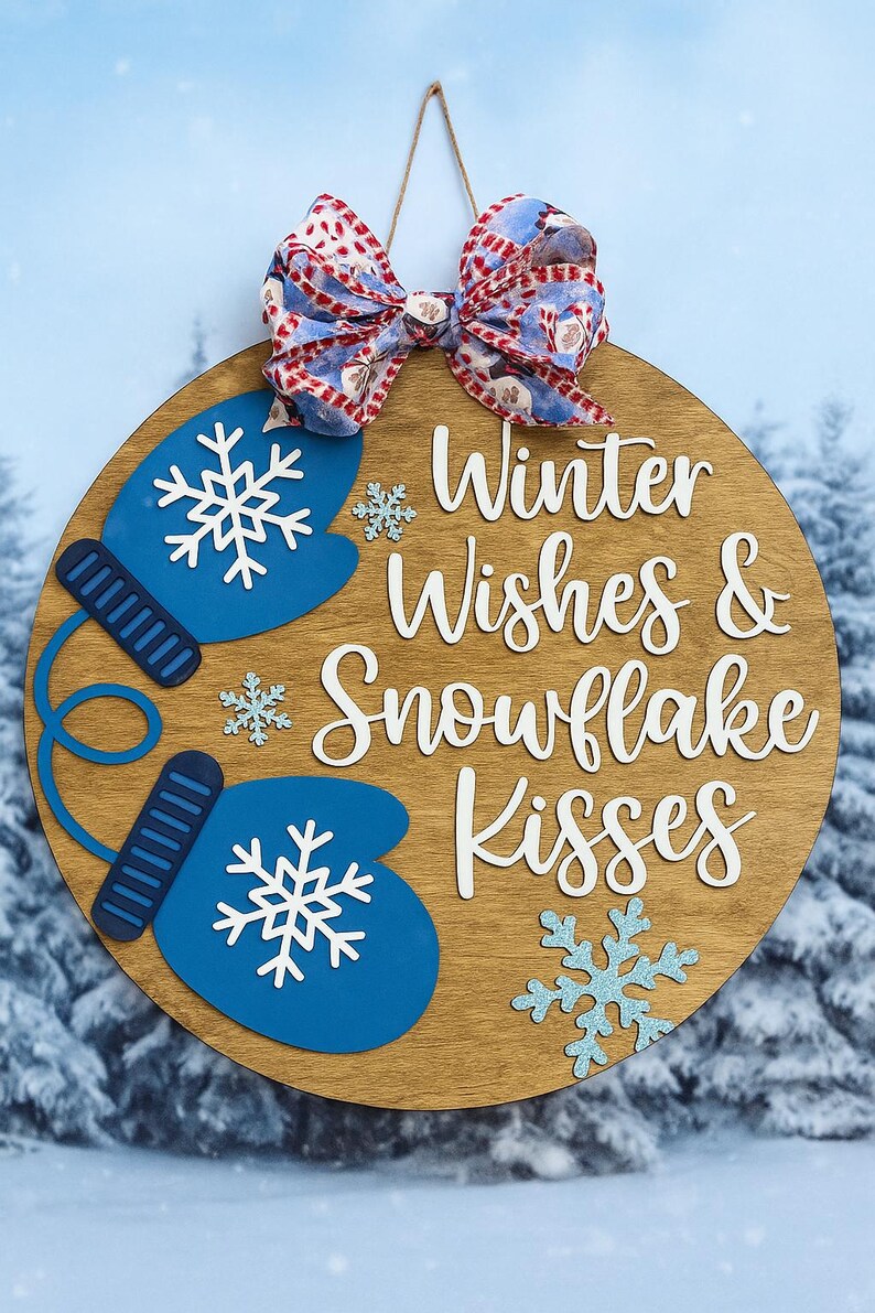 Custom Winter Mitten Door Hanger • Personalized Farmhouse Porch Decor ...