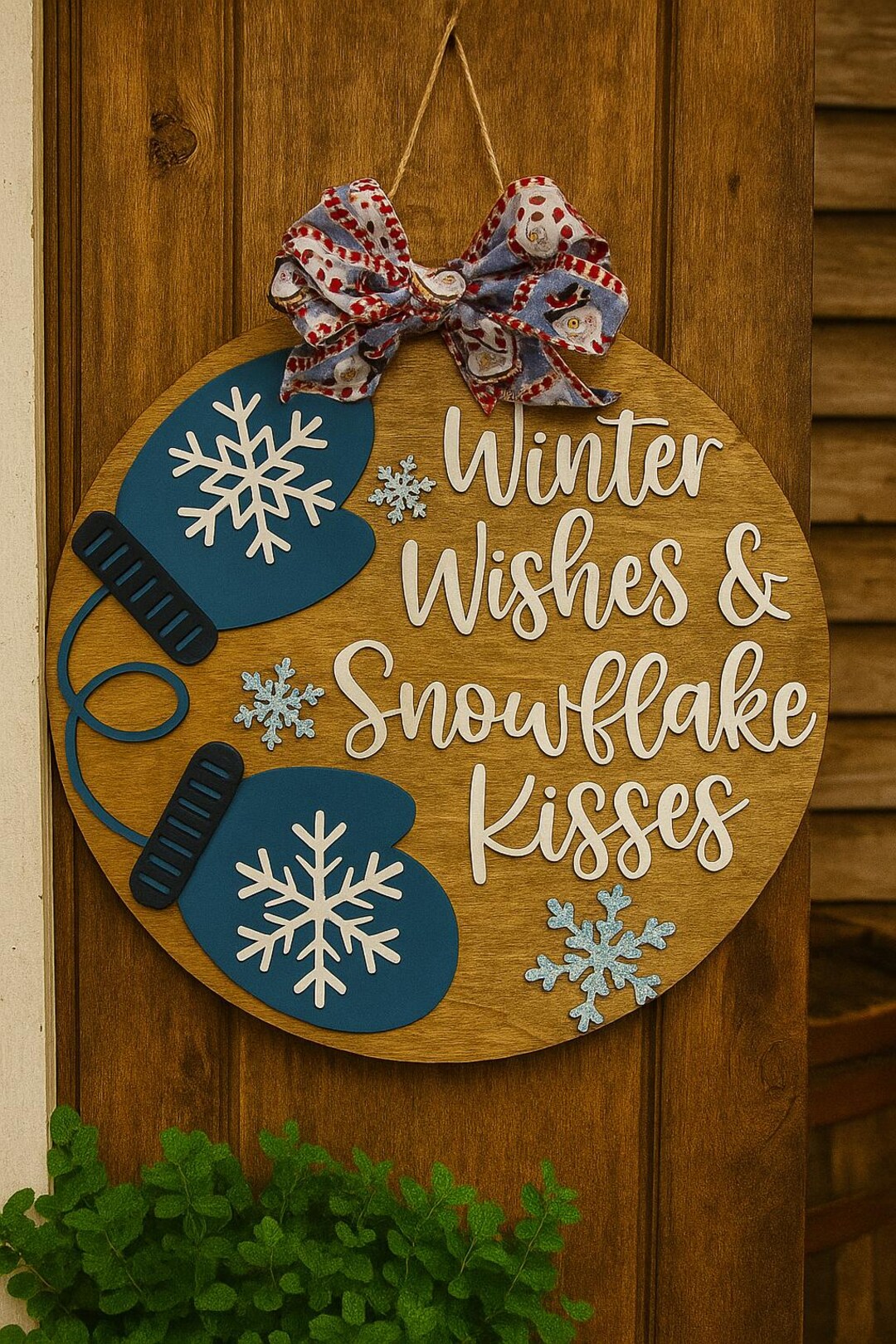 Custom Winter Mitten Door Hanger • Personalized Farmhouse Porch Decor ...