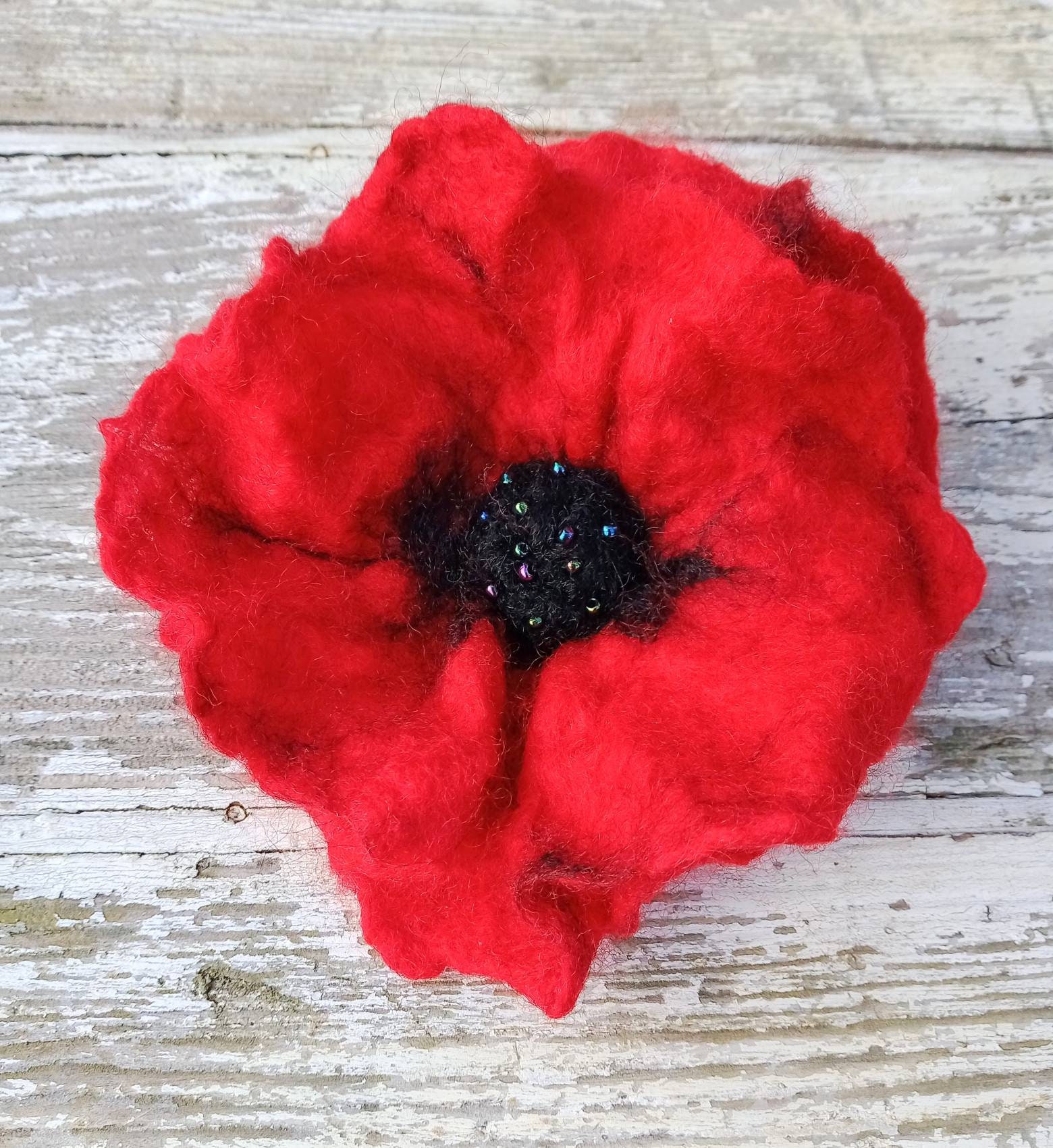 Large Handfelted Red Poppy Brooch All Natural Materials Beautiful ...
