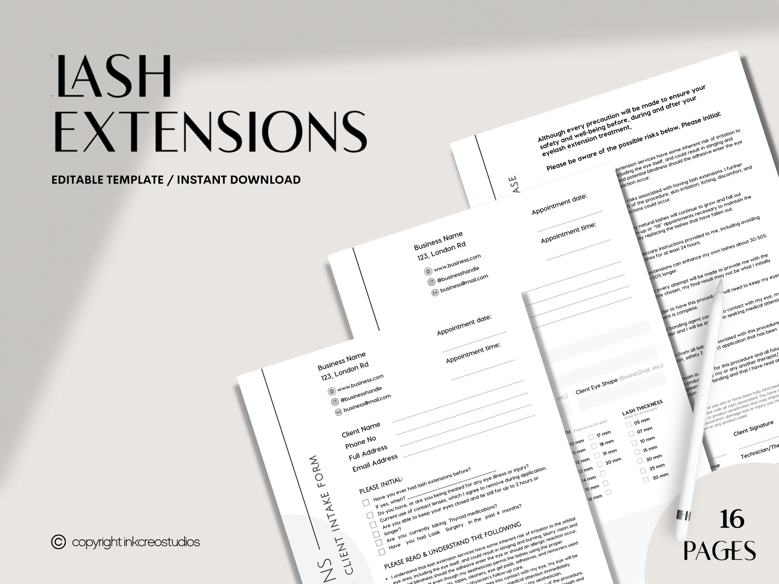 Eyelash Extension Consultation Forms Client Intake Forms | Etsy