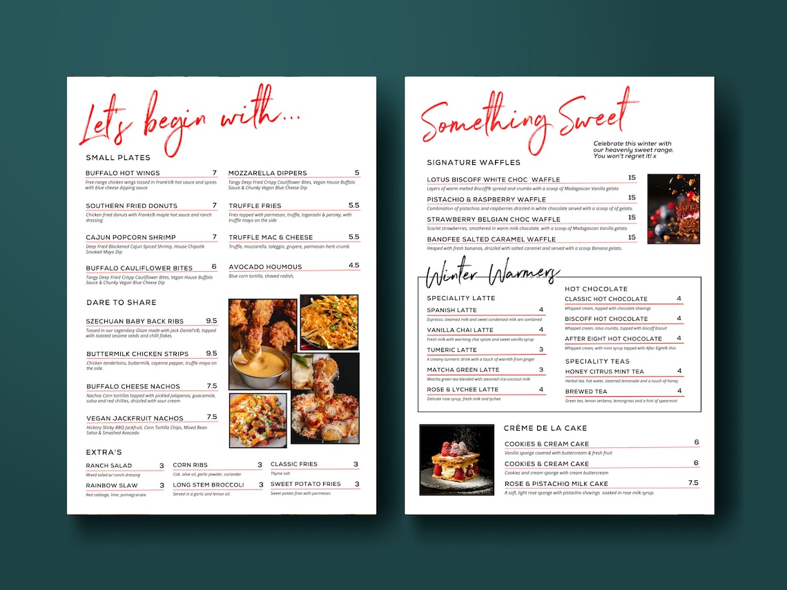 Editable Menu Template DIY Menu Business Menu Restaurant - Etsy UK