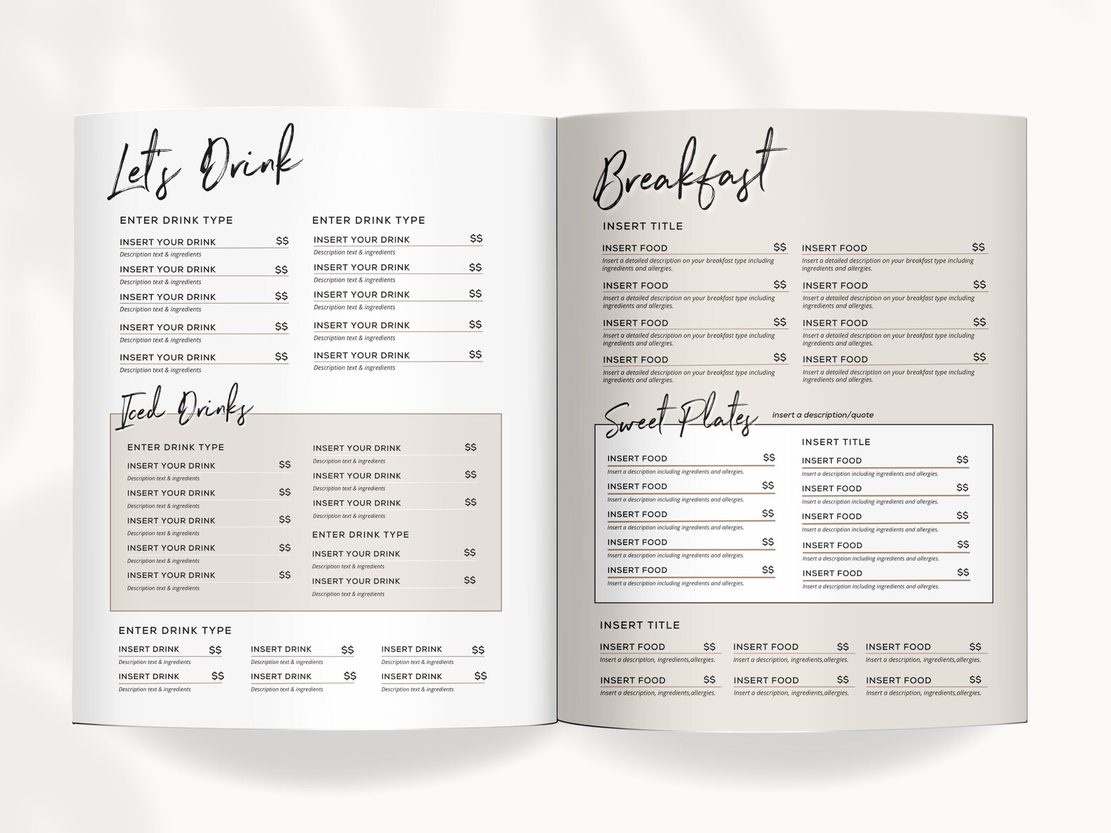 Editable Menu Template DIY Menu Business Menu Restaurant - Etsy UK