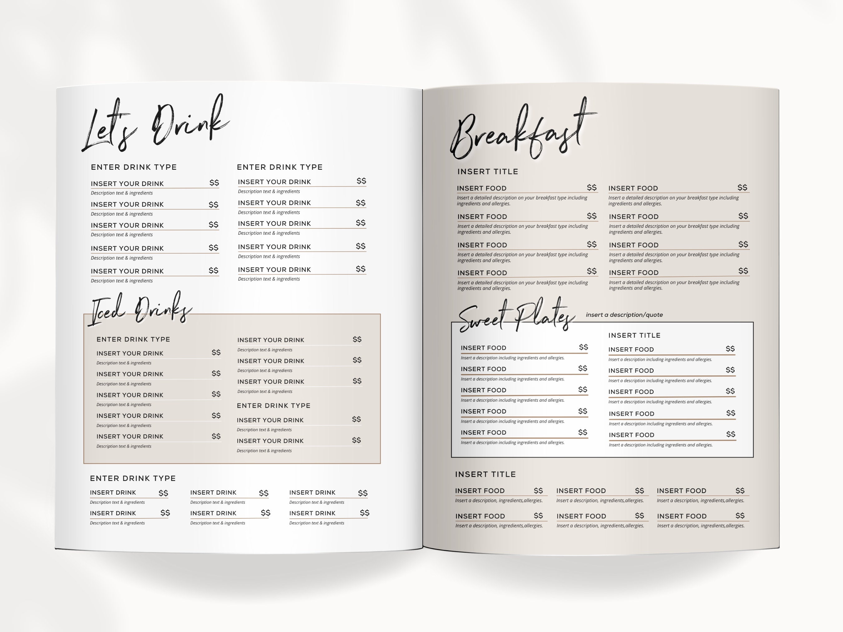 Editable Menu Template DIY Menu Business Menu Restaurant - Etsy UK