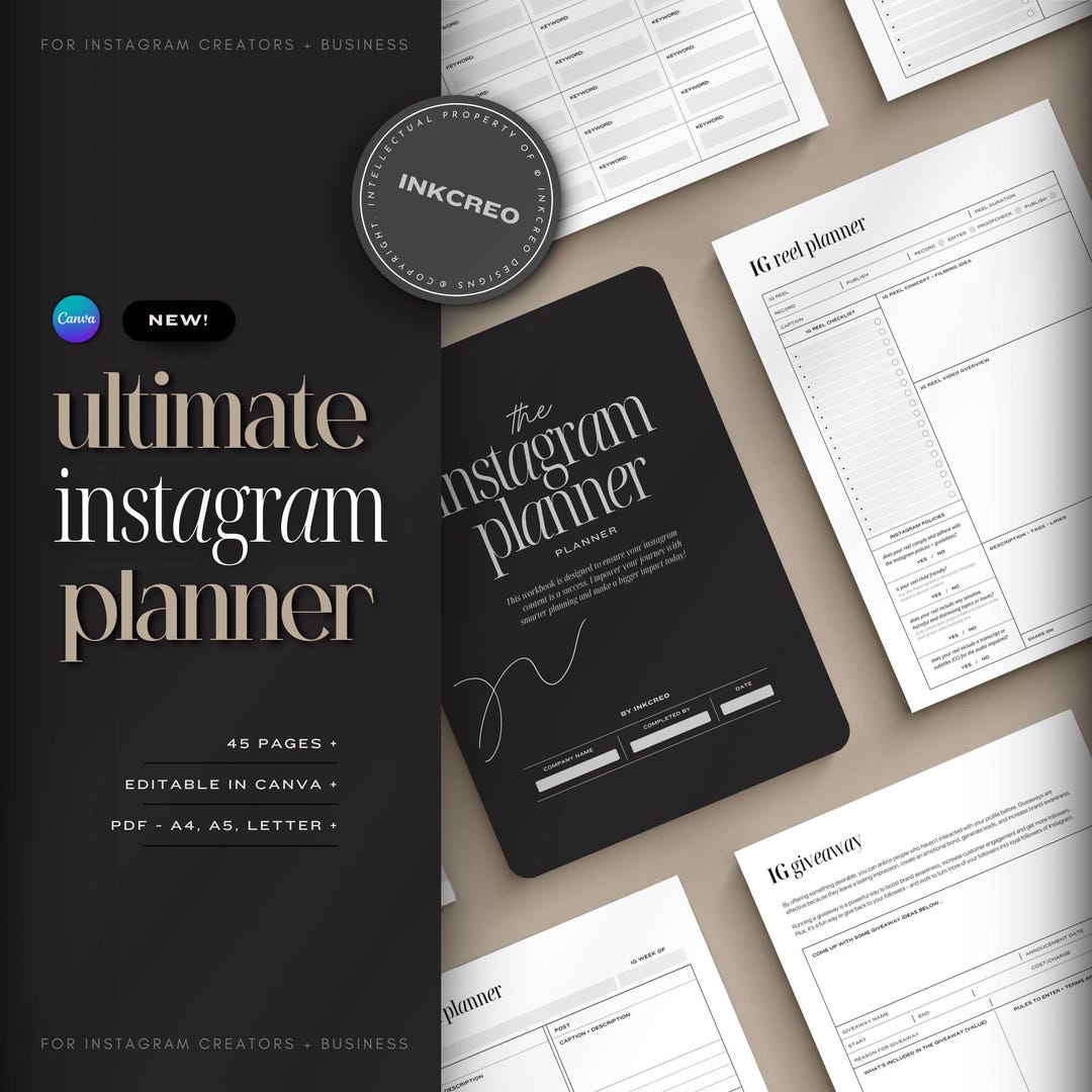Ultimate Instagram Workbook Plan Your Content Instagram Influencer ...