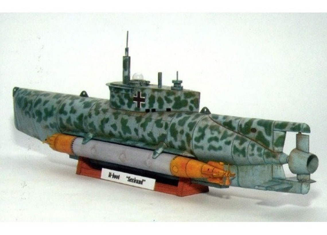German Mini Submarine U-boot Seehund Papercraft Paper Color - Etsy UK