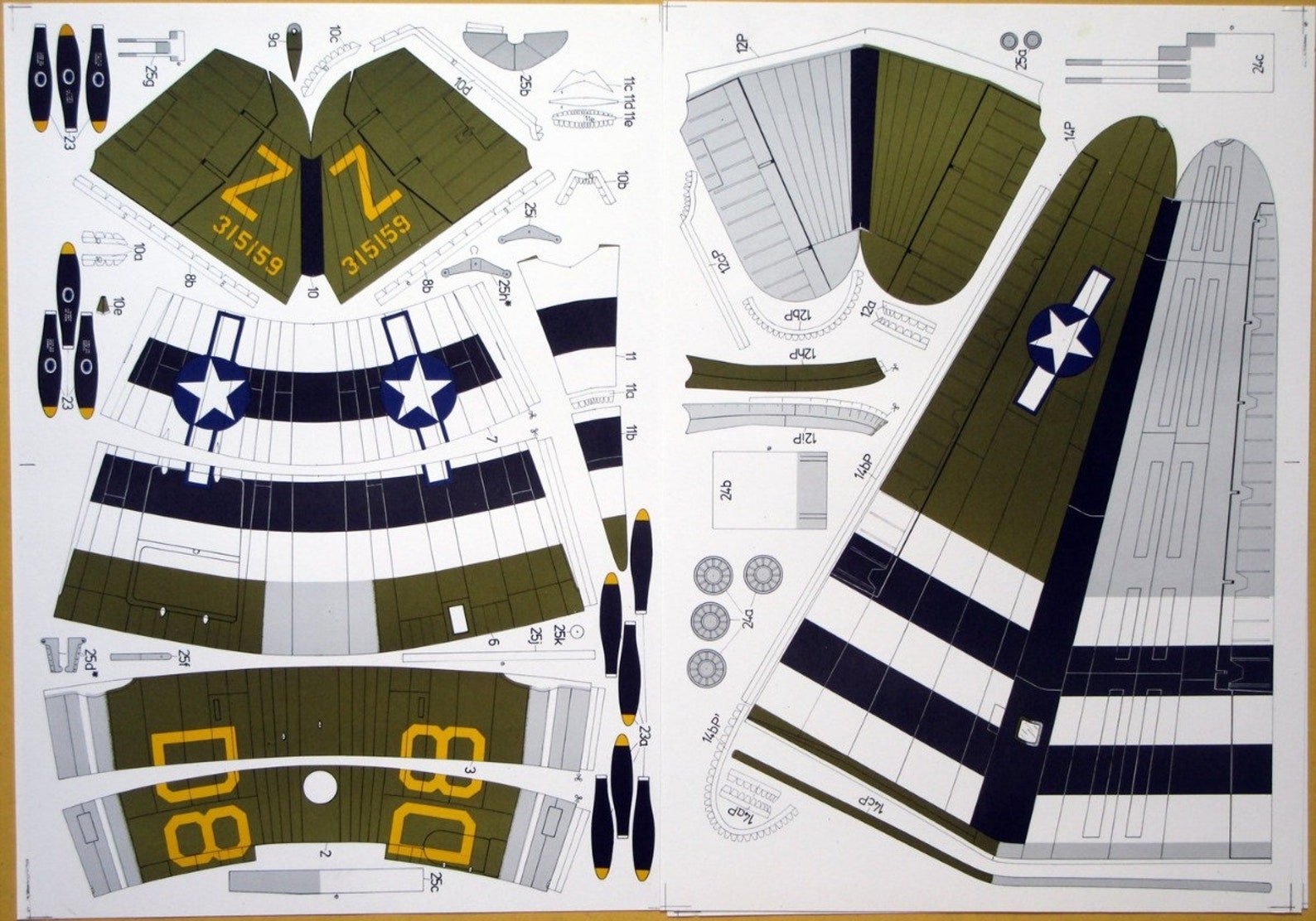 Douglas C-47 Skytrain Aircraft PaperCraft Color Model Plans & | Etsy