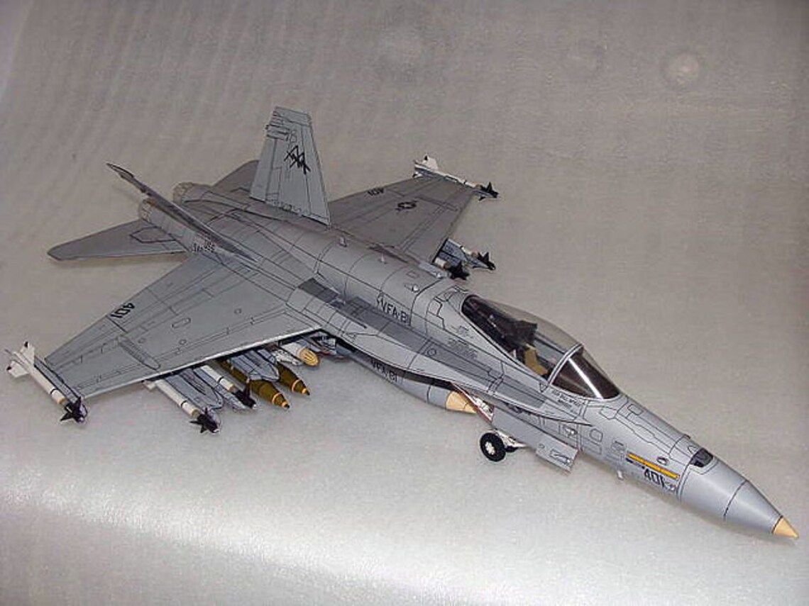 F-18 Hornet Aircraft Papercraft Paper Color Model Plans & - Etsy