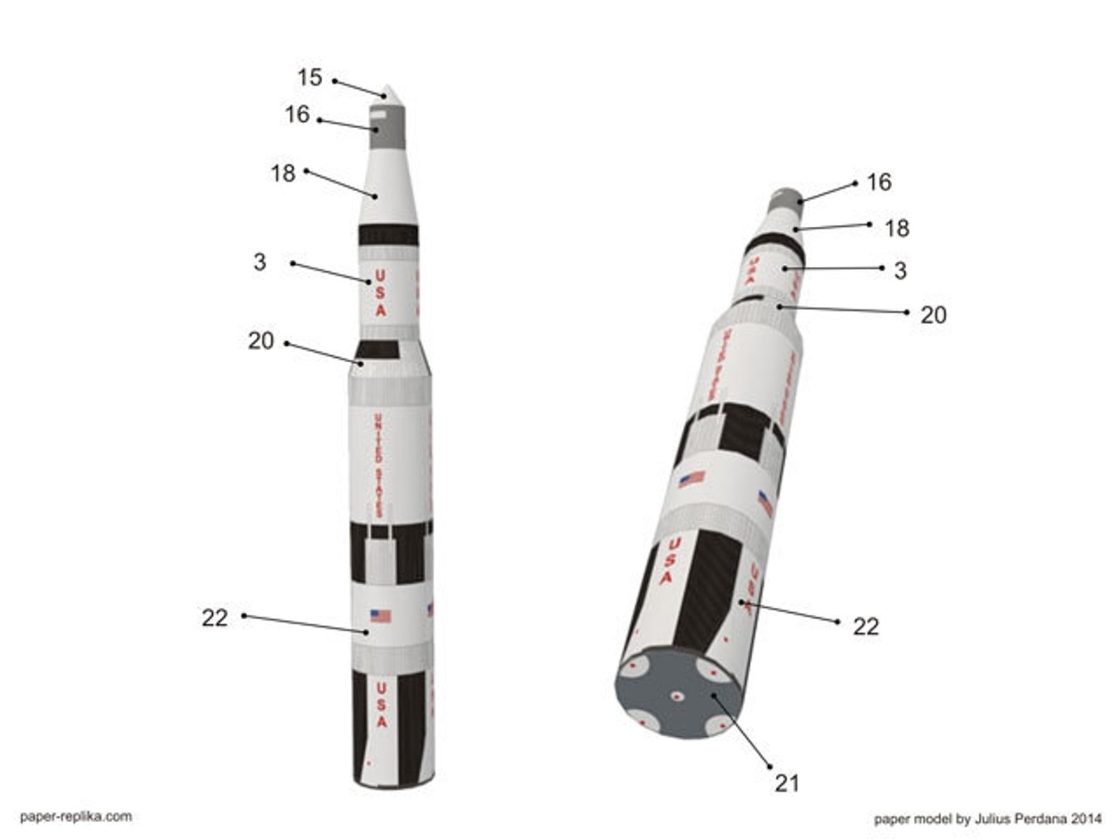 Saturn V Space Rocket and Platform PaperCraft Paper Color | Etsy