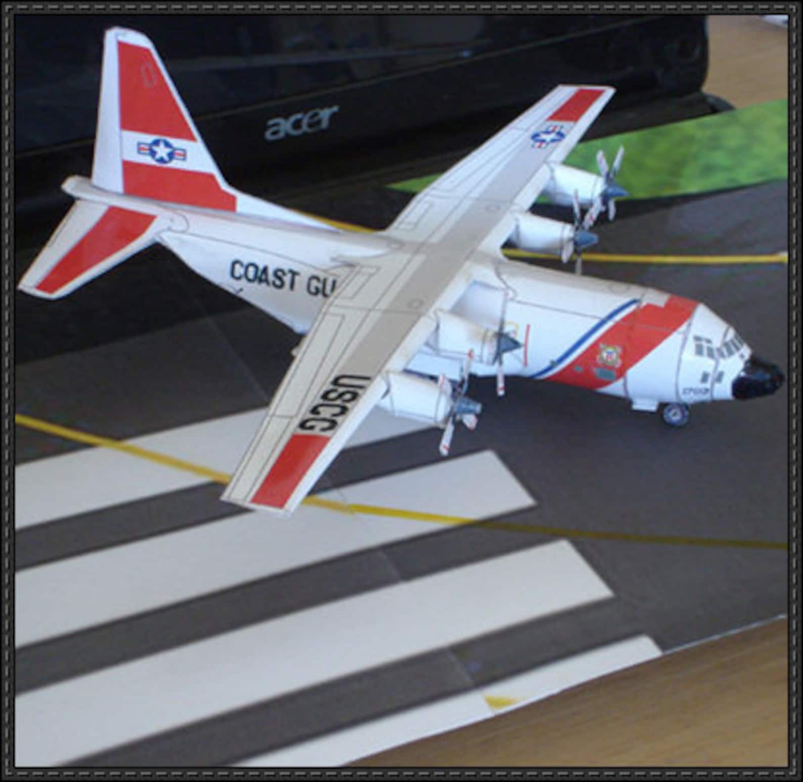 Lockheed-c-130-hercules Cost Guard Aircraft Papercraft Paper Color ...