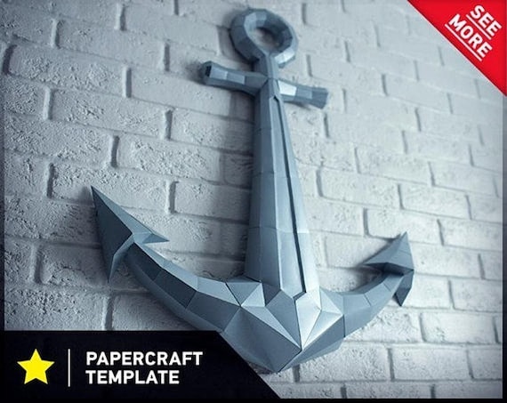 Anchor Papercraft 3D Paper Model Paper Craft Wall | Etsy Ireland