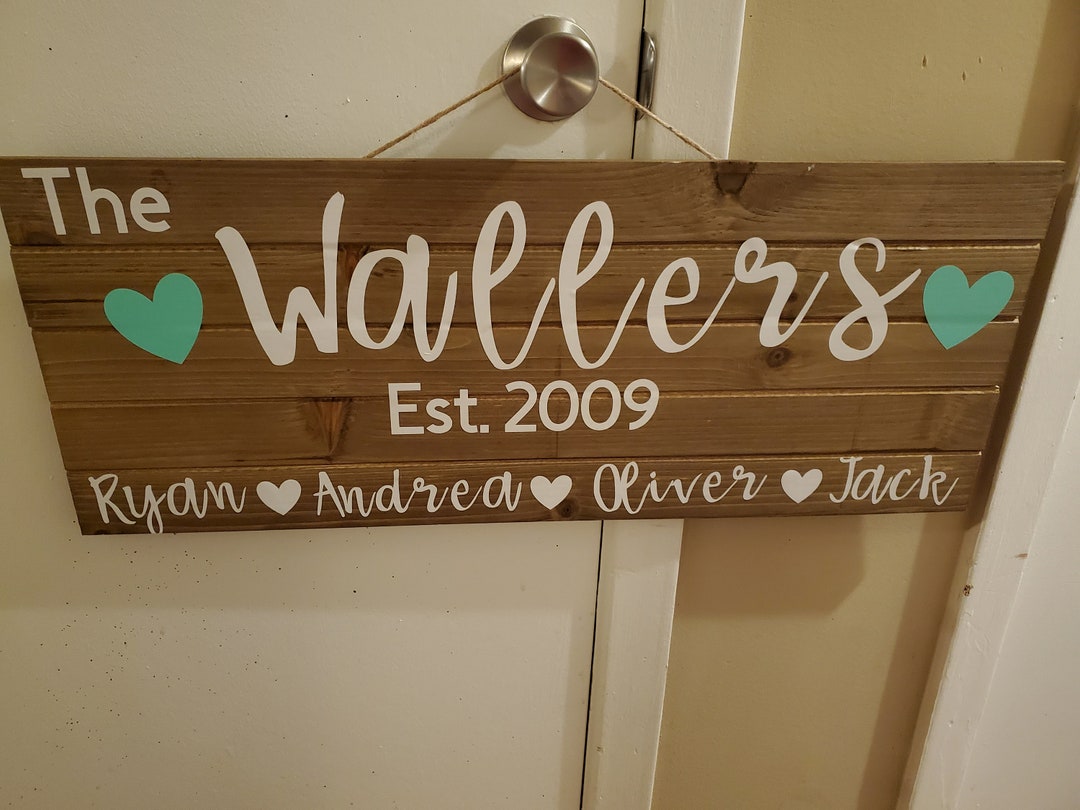 Family Name Sign With First Names - Etsy