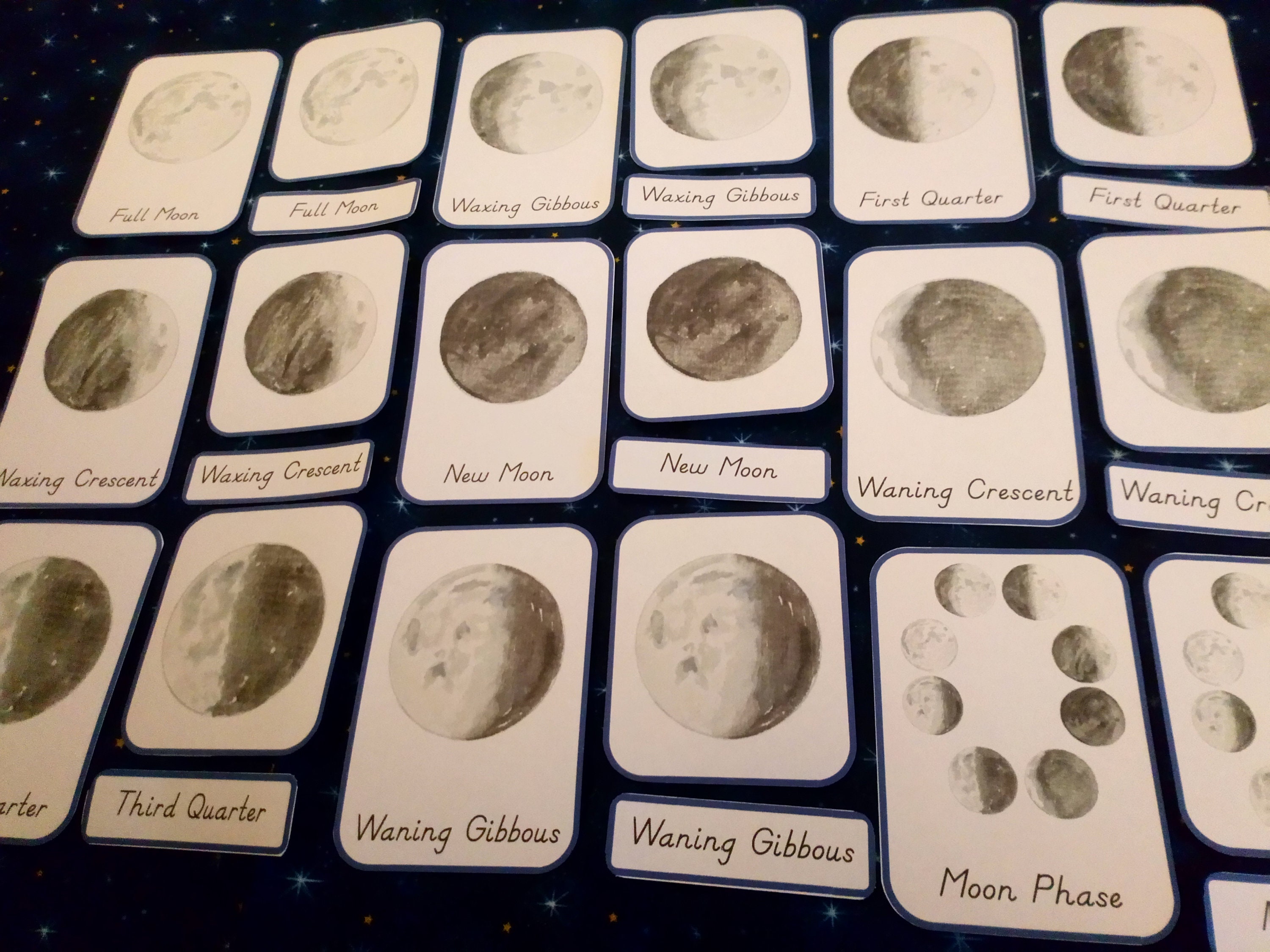 Moon Phase Nomenclature Cards Moon Phase Flashcards Moon - Etsy