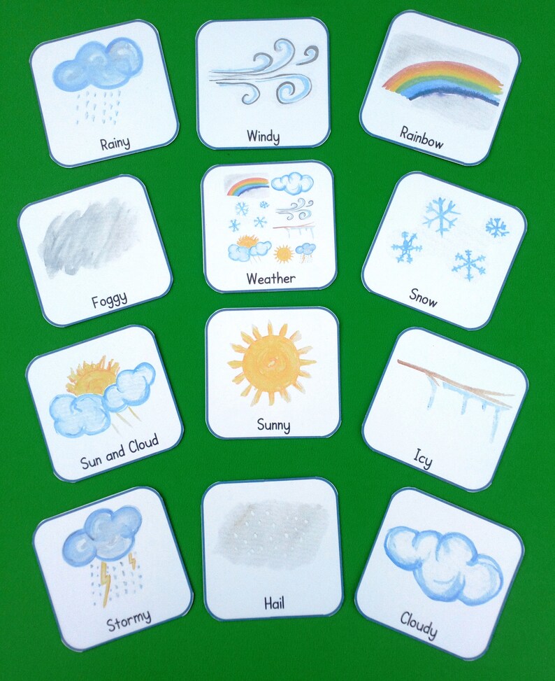 PRINTABLE Weather Flashcards and 3 Part Nomenclature Cards Set - Etsy