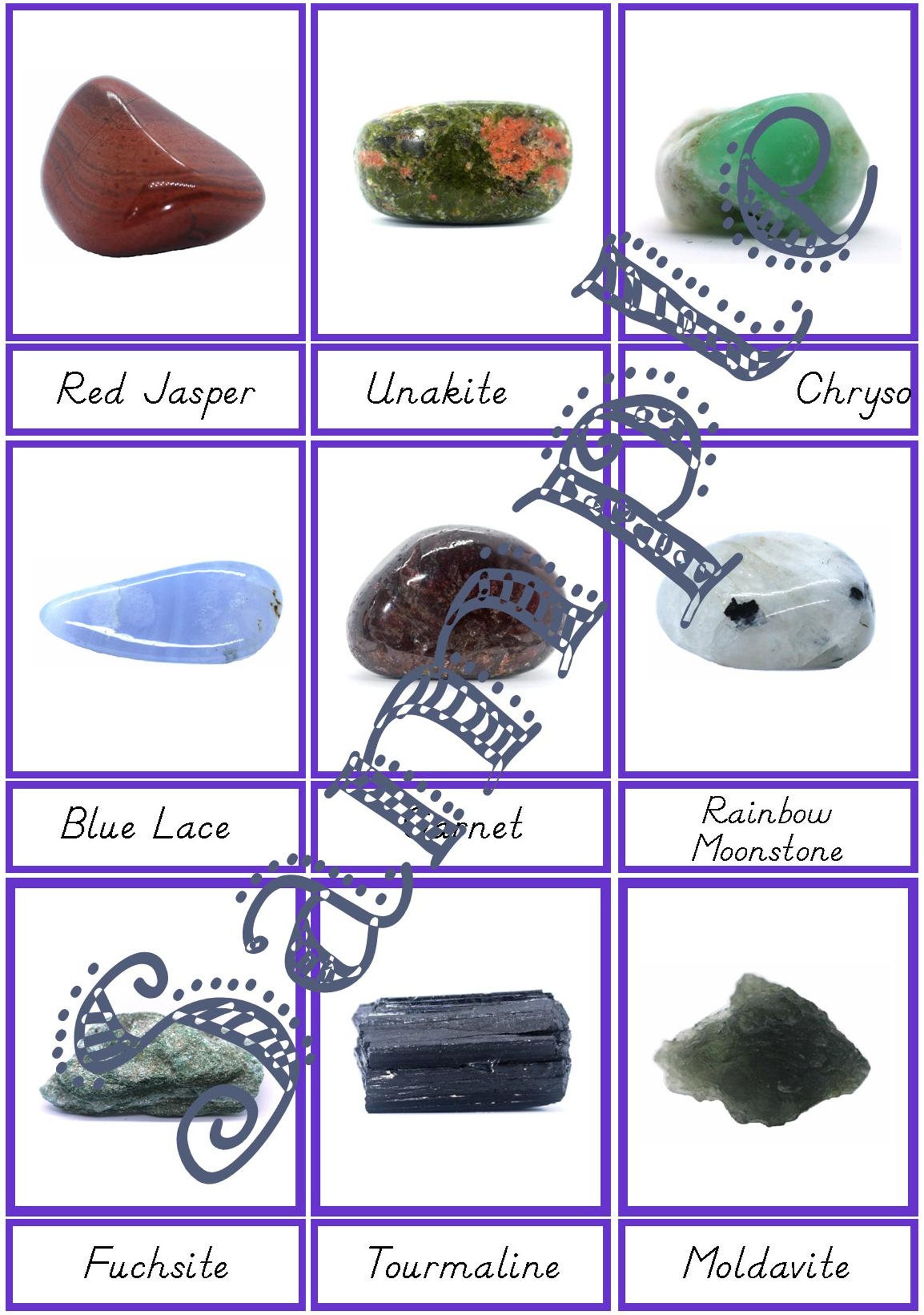 PRINTABLE Gemstone Nomenclature Cards, Gemstone 3 Part Cards, Gemstone ...