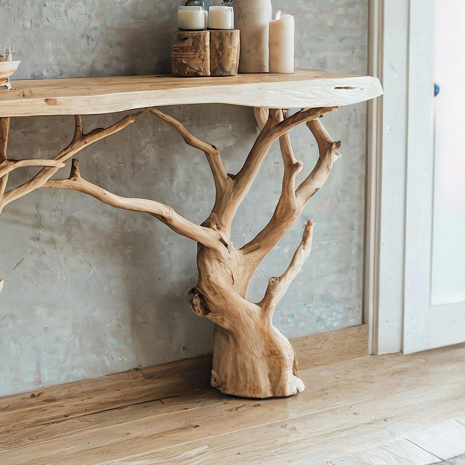 Handmade Rustic Natural Wood Console Table Live Edge Table Entry Way ...