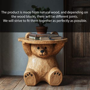 Farmhouse Wooden Bear End Table Live Edge End Table Handcrafted Round ...