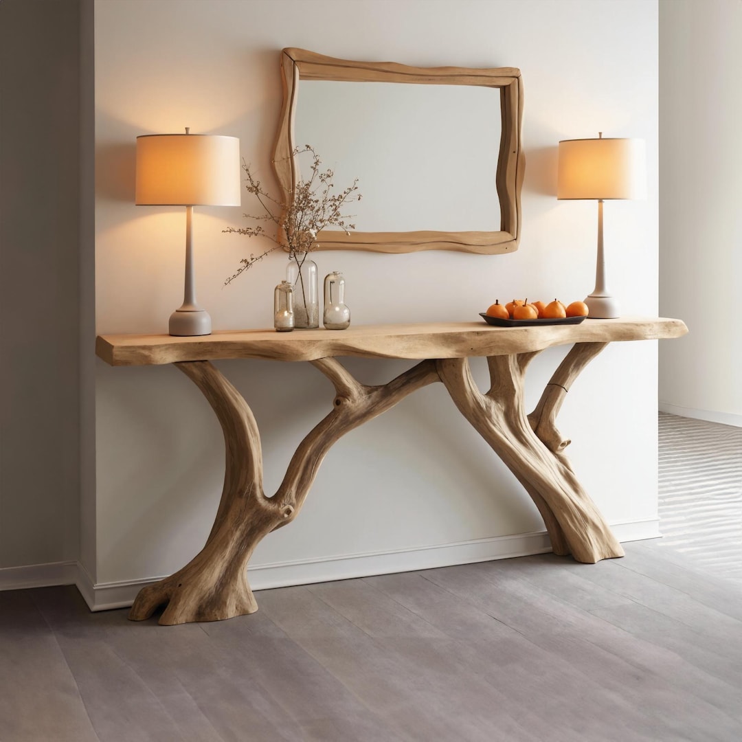 Rustic Live Edge Table Handcrafted Entry Way Table Natural Wood Console ...