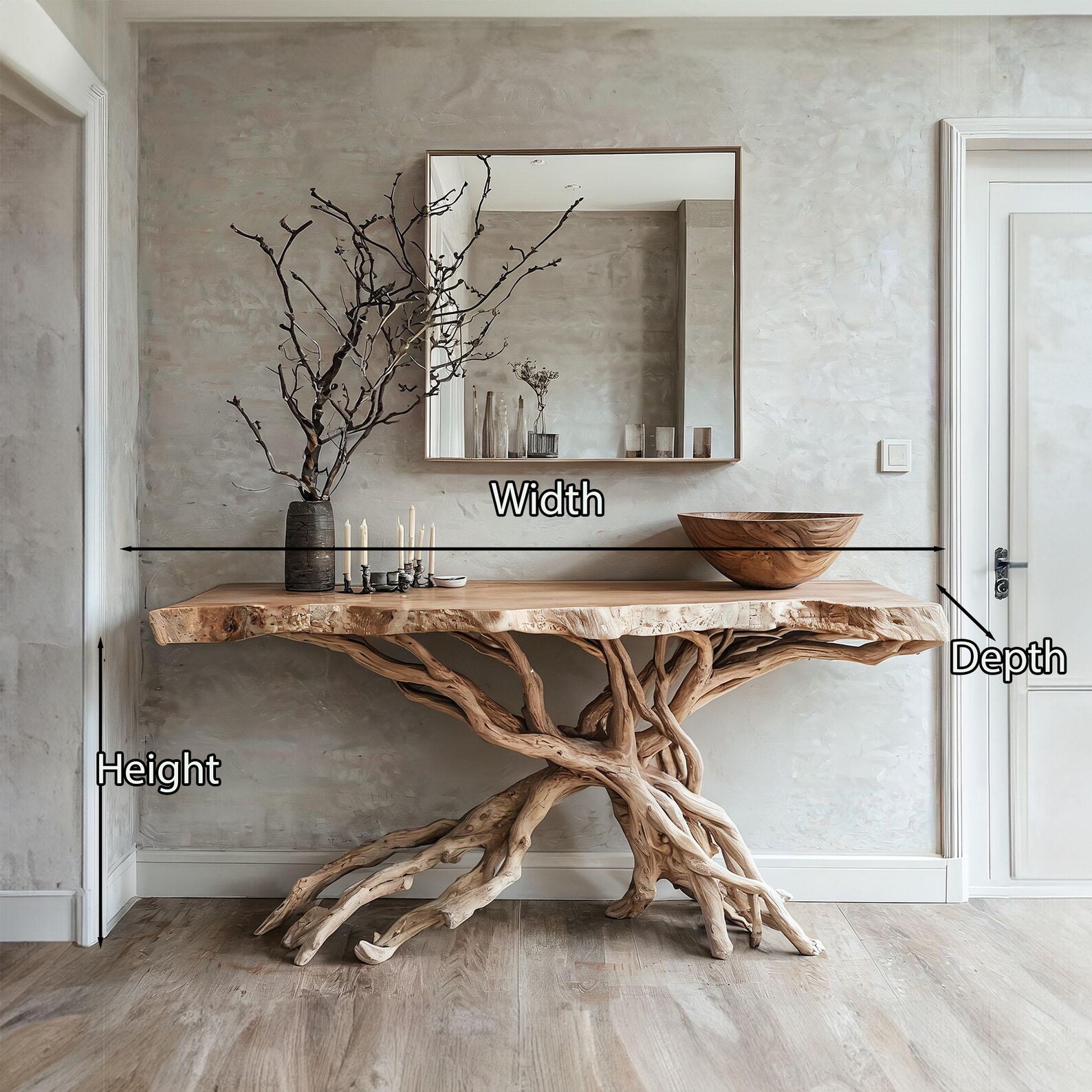 Handmade Rustic Natural Wood Console Table Live Edge Table Entry Way ...