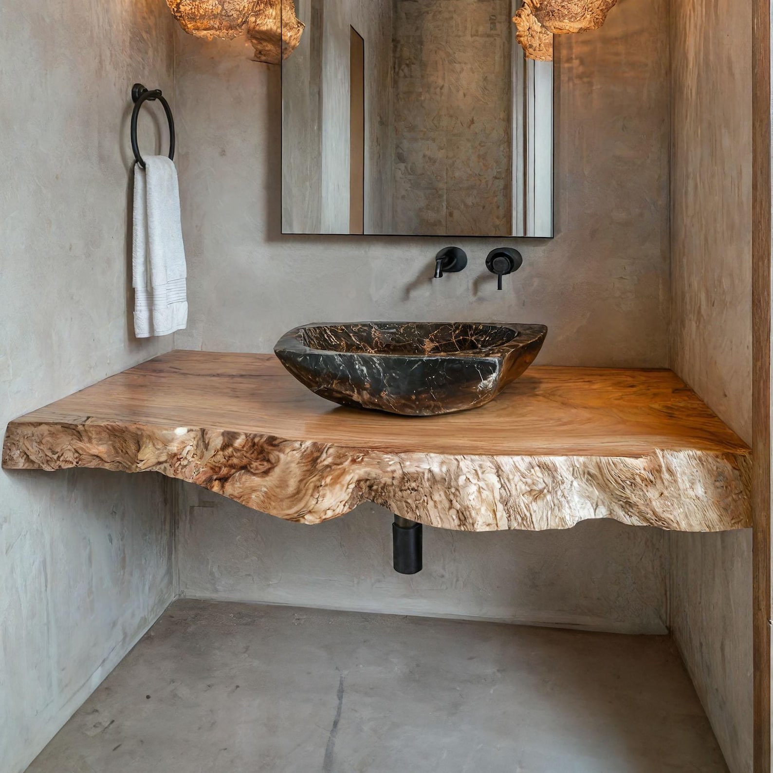 Floating Vanity Desk Shelf Handcrafted Live Edge Bathroom Vanity Shelf ...