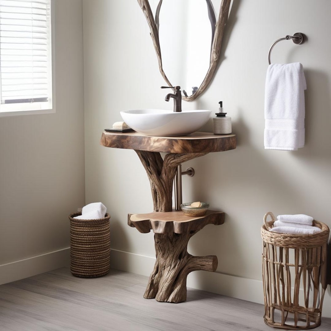 Live Edge Counter Wood Bathroom Vanity Bathroom Vanities Floating ...