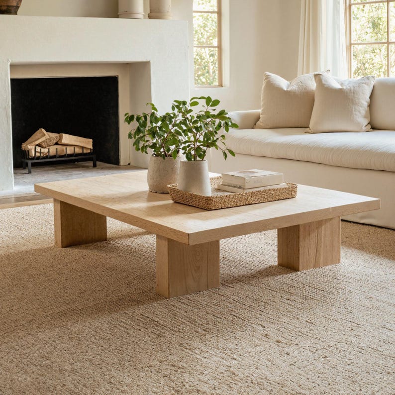 Rustic Oak Wood Coffee Table Modern Coffee Table Live Edge Farmhouse ...