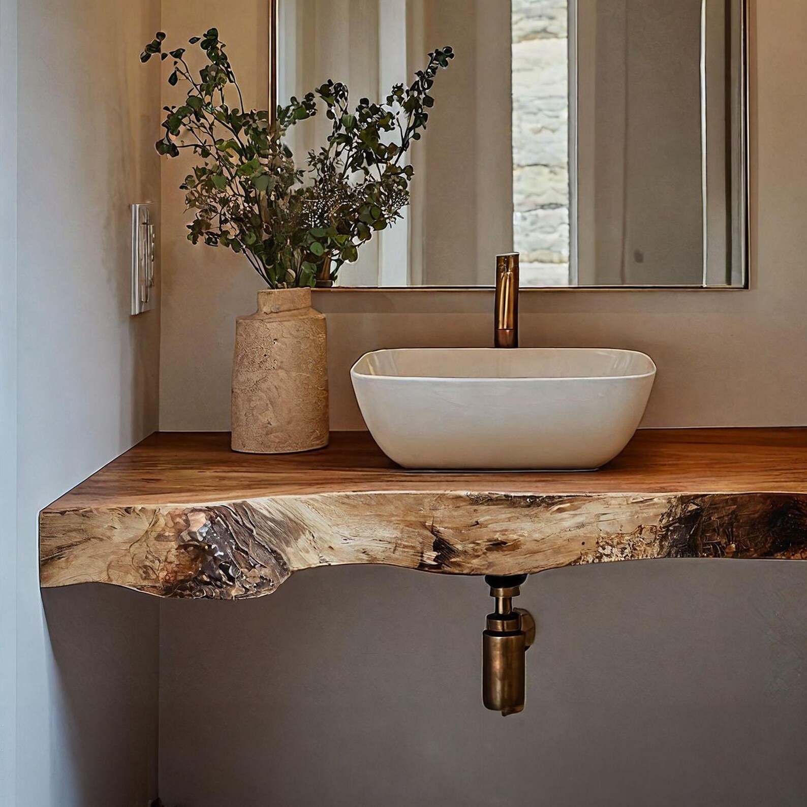 Handmade Live Edge Bathroom Vanity Shelf Rustic Floating Vanity Desk ...