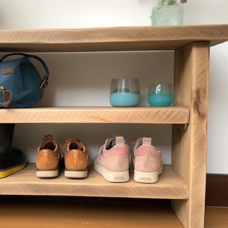 Oak Wood Bench Wooden Shoe Rack Shoe Cabinet Wooden Bookcase Kitchen ...
