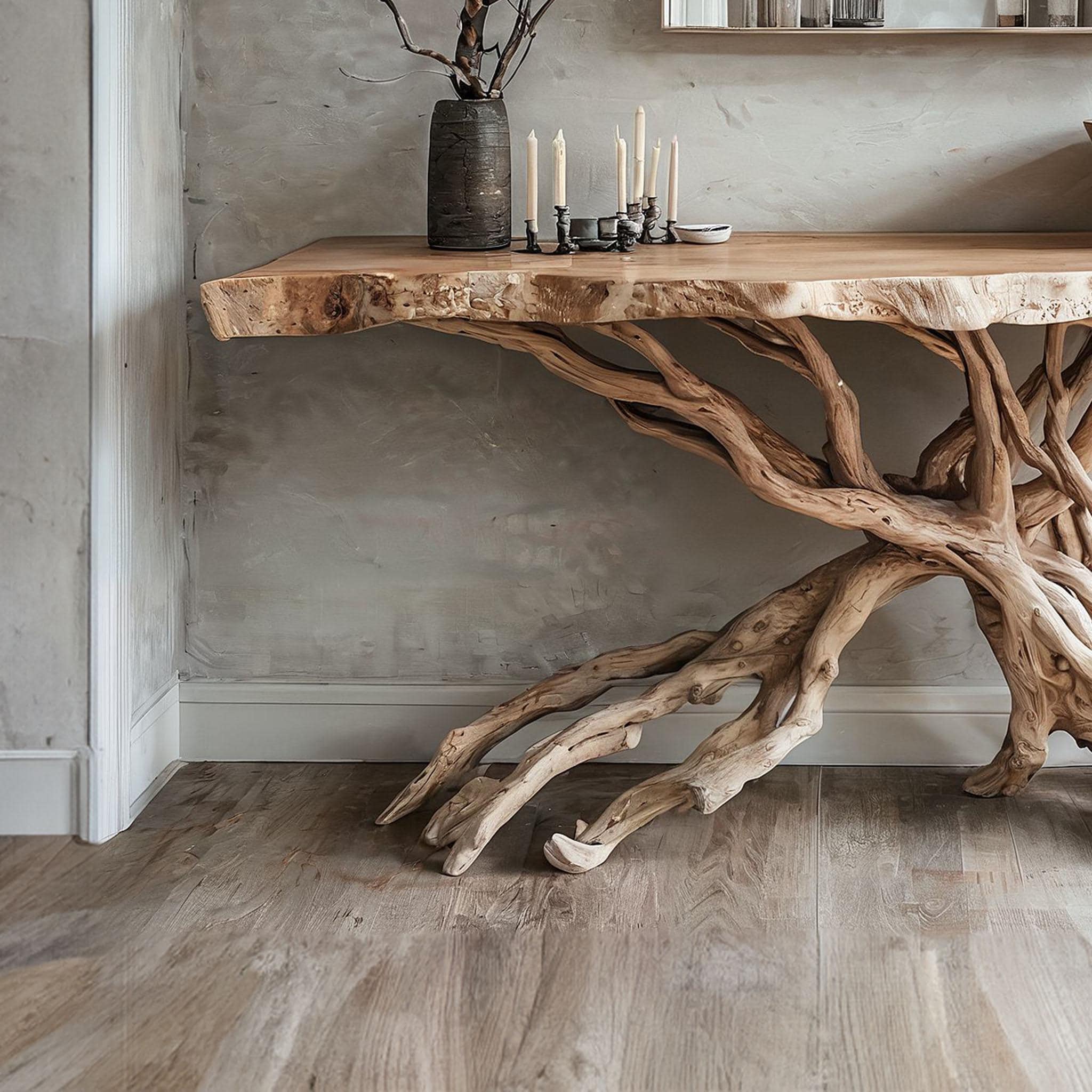 Handmade Rustic Natural Wood Console Table Live Edge Table Entry Way ...