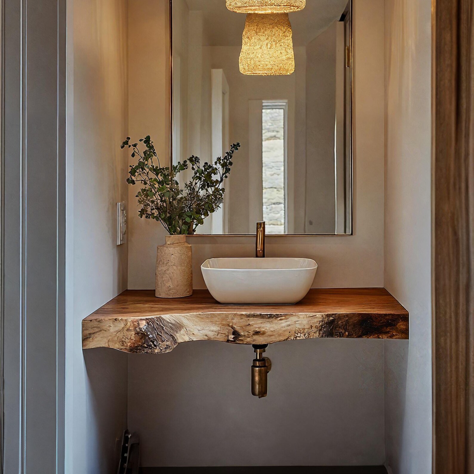 Handmade Live Edge Bathroom Vanity Shelf Rustic Floating Vanity Desk ...