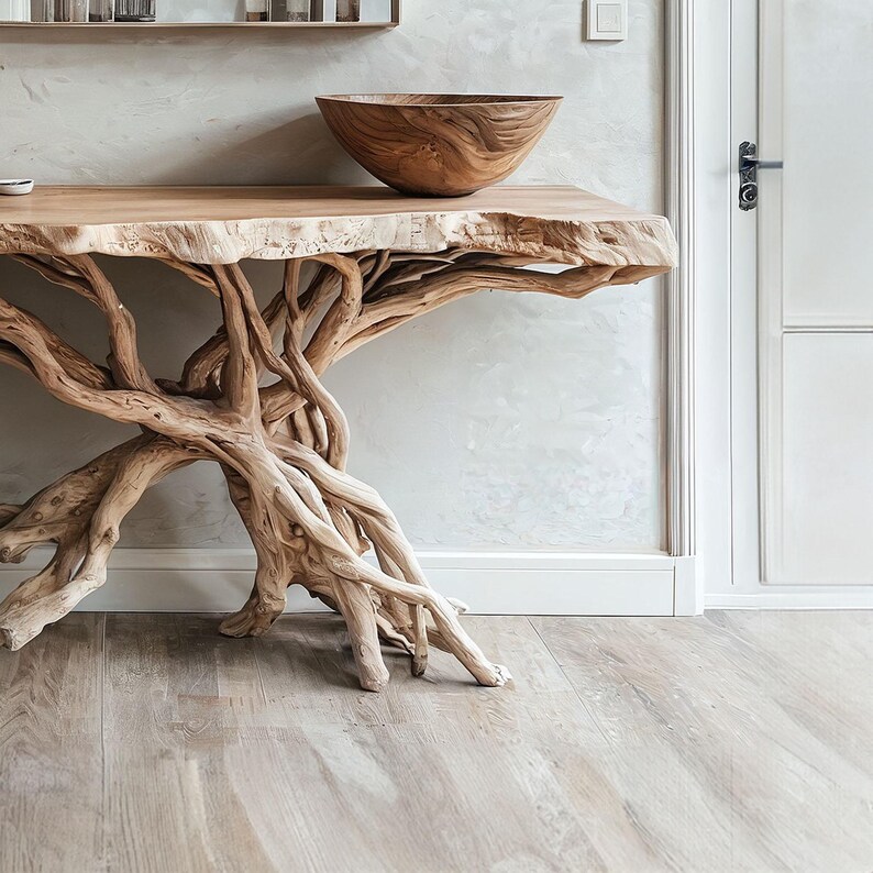 Handmade Rustic Natural Wood Console Table Live Edge Table Entry Way ...