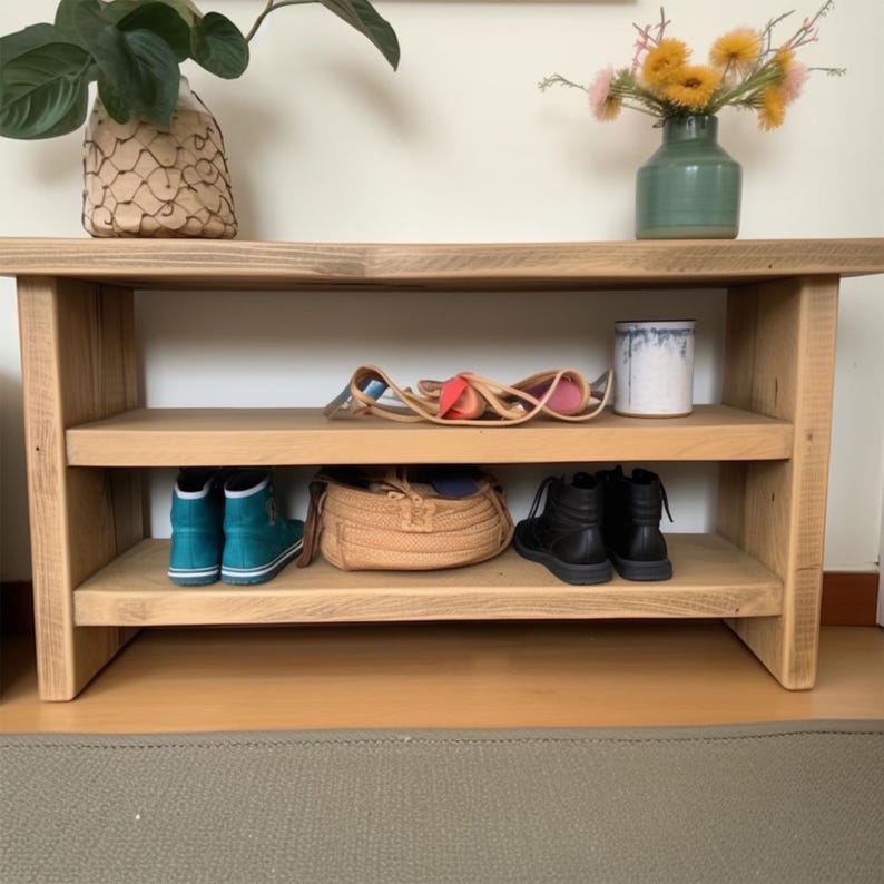 Oak Wood Bench Wooden Shoe Rack Shoe Cabinet Wooden Bookcase Kitchen ...