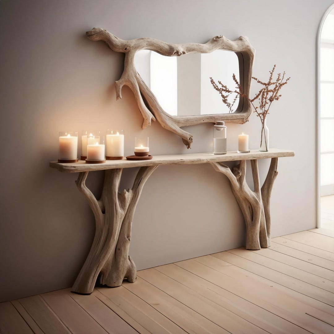 Handcrafted Entry Way Table Rustic Live Edge Table Natural Wood Console ...