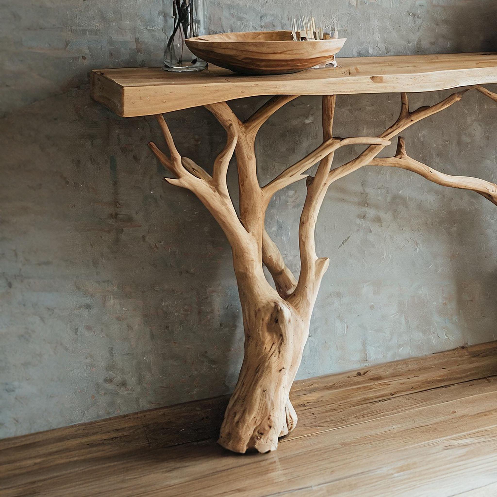 Handmade Rustic Natural Wood Console Table Live Edge Table Entry Way ...