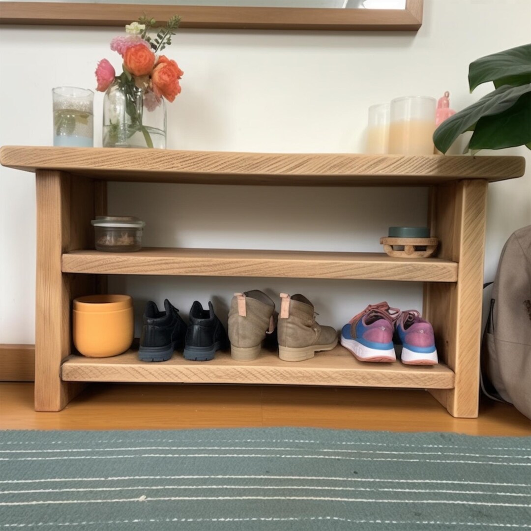 Oak Wood Bench Wooden Shoe Rack Shoe Cabinet Wooden Bookcase Kitchen ...