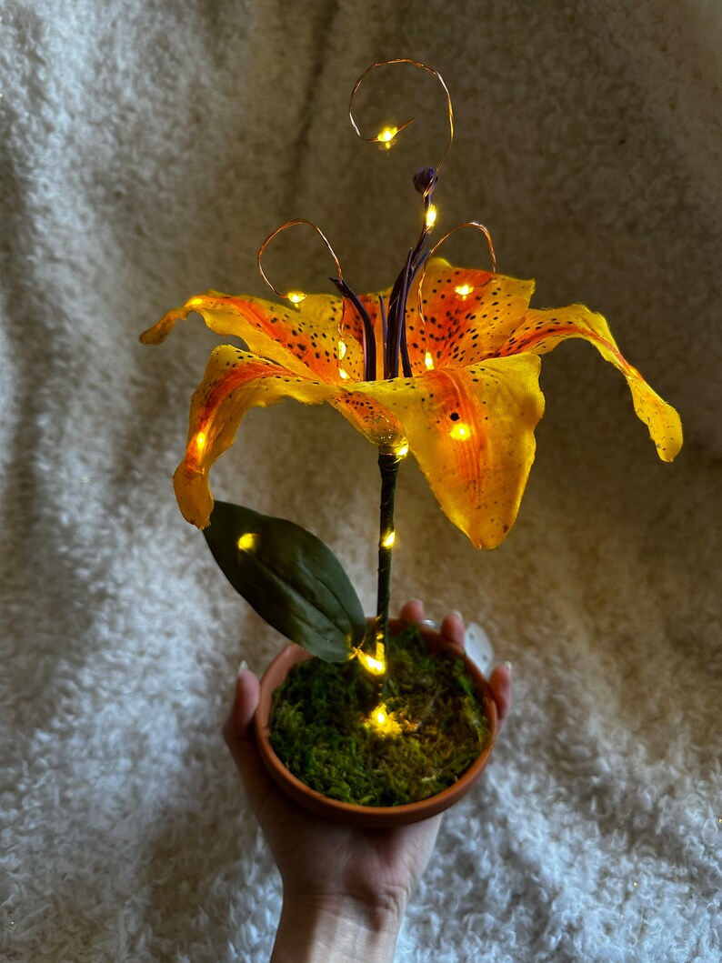 Golden Magic Flower Lamp, Enchanted Flower Lamp, Home Decor, Wedding ...
