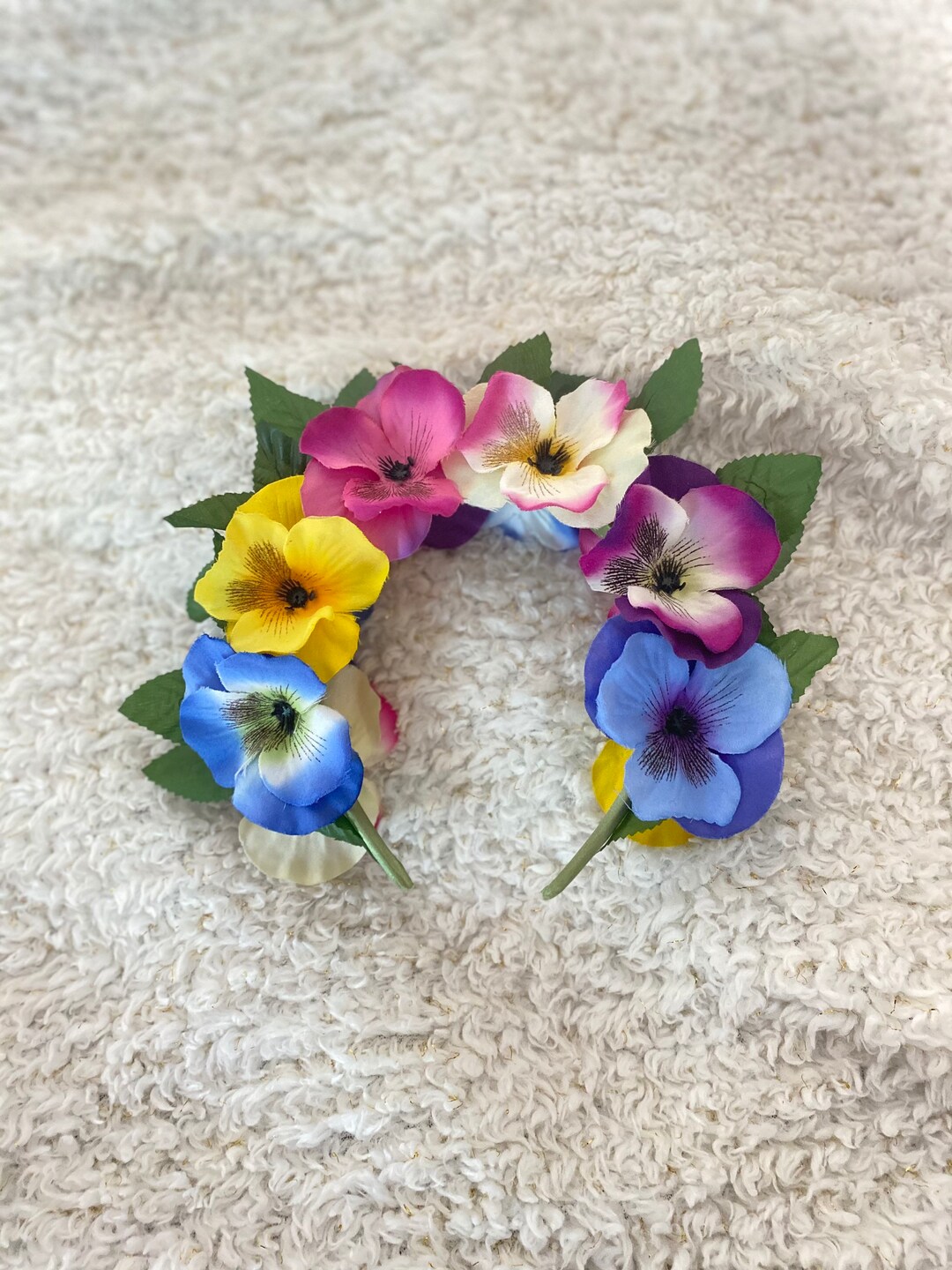 Pansies Flower Crown Headband, Multicolored Flower Crown, Floral ...