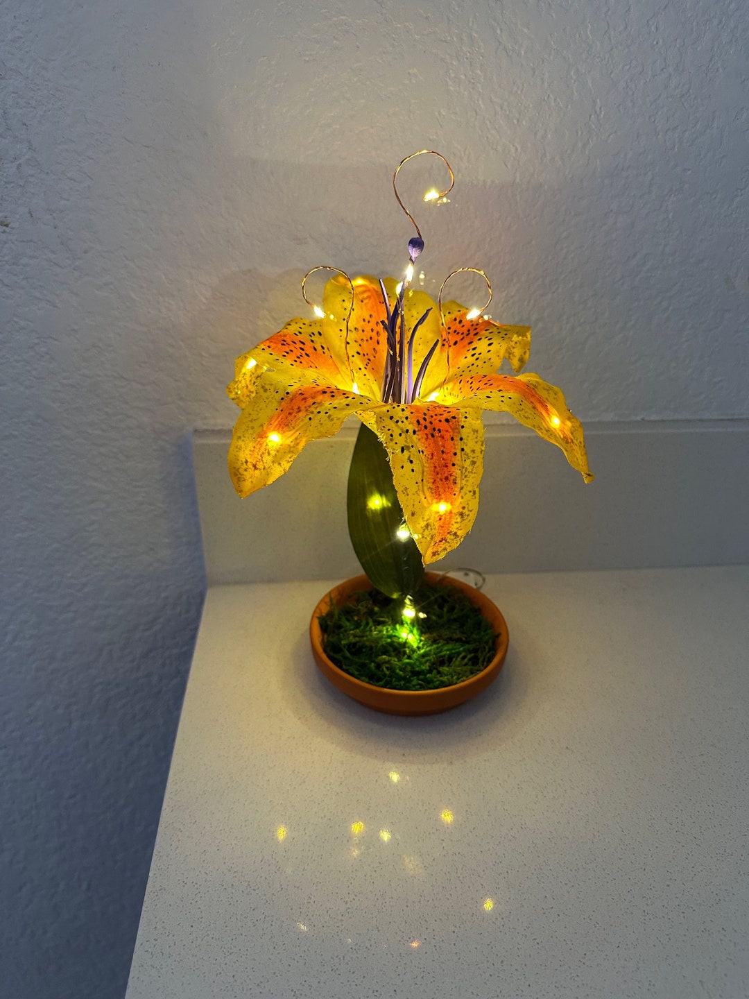 Golden Magic Flower Lamp, Enchanted Flower Lamp, Home Decor, Wedding ...