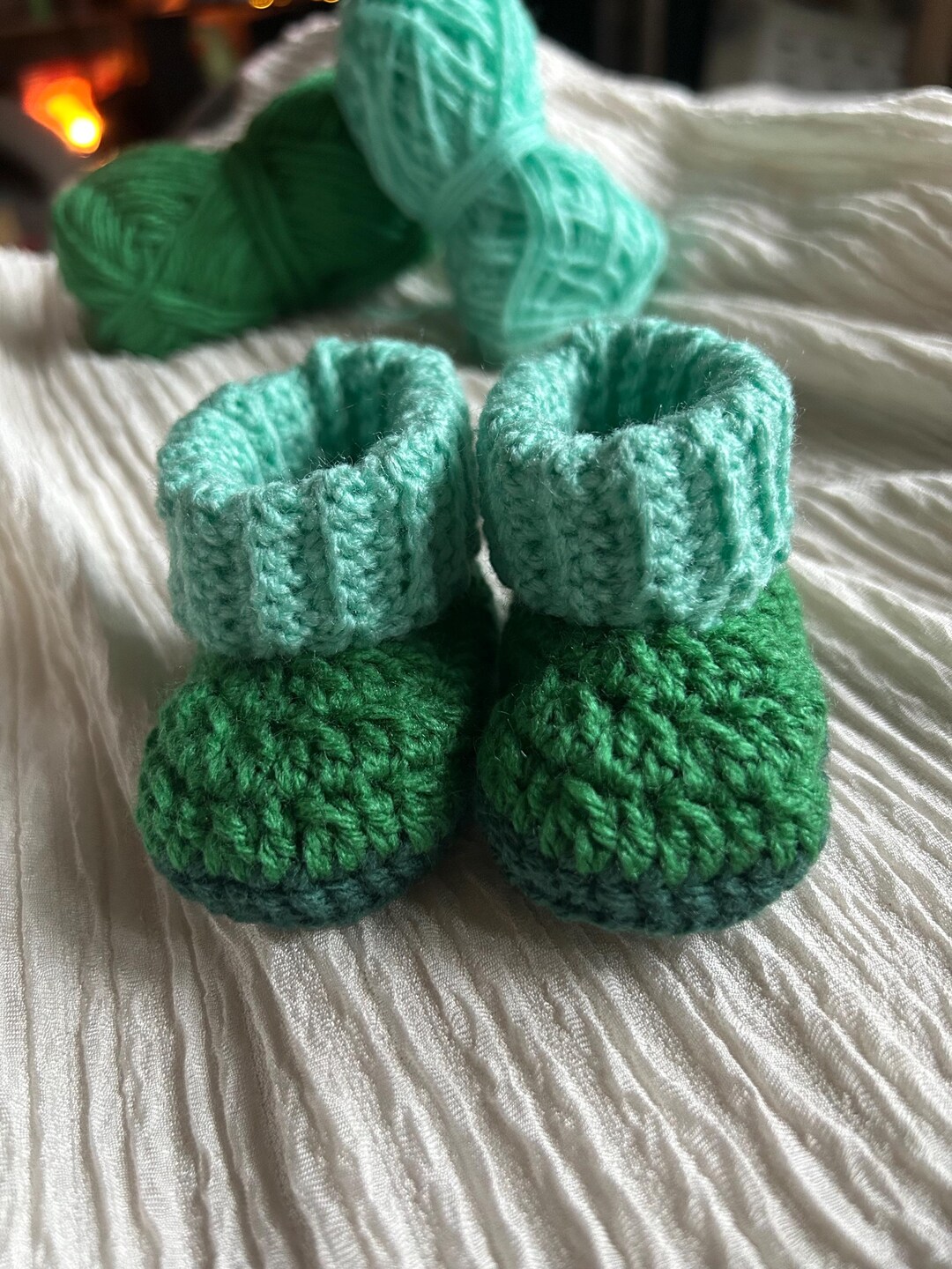 Green Crochet Baby Booties, Perfect Baby Shower Gift Handmade - Etsy