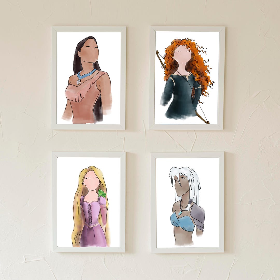 Princesses, Set of 4, Pocahontas/merida/kida/rapunzel, Fantasy Baby ...