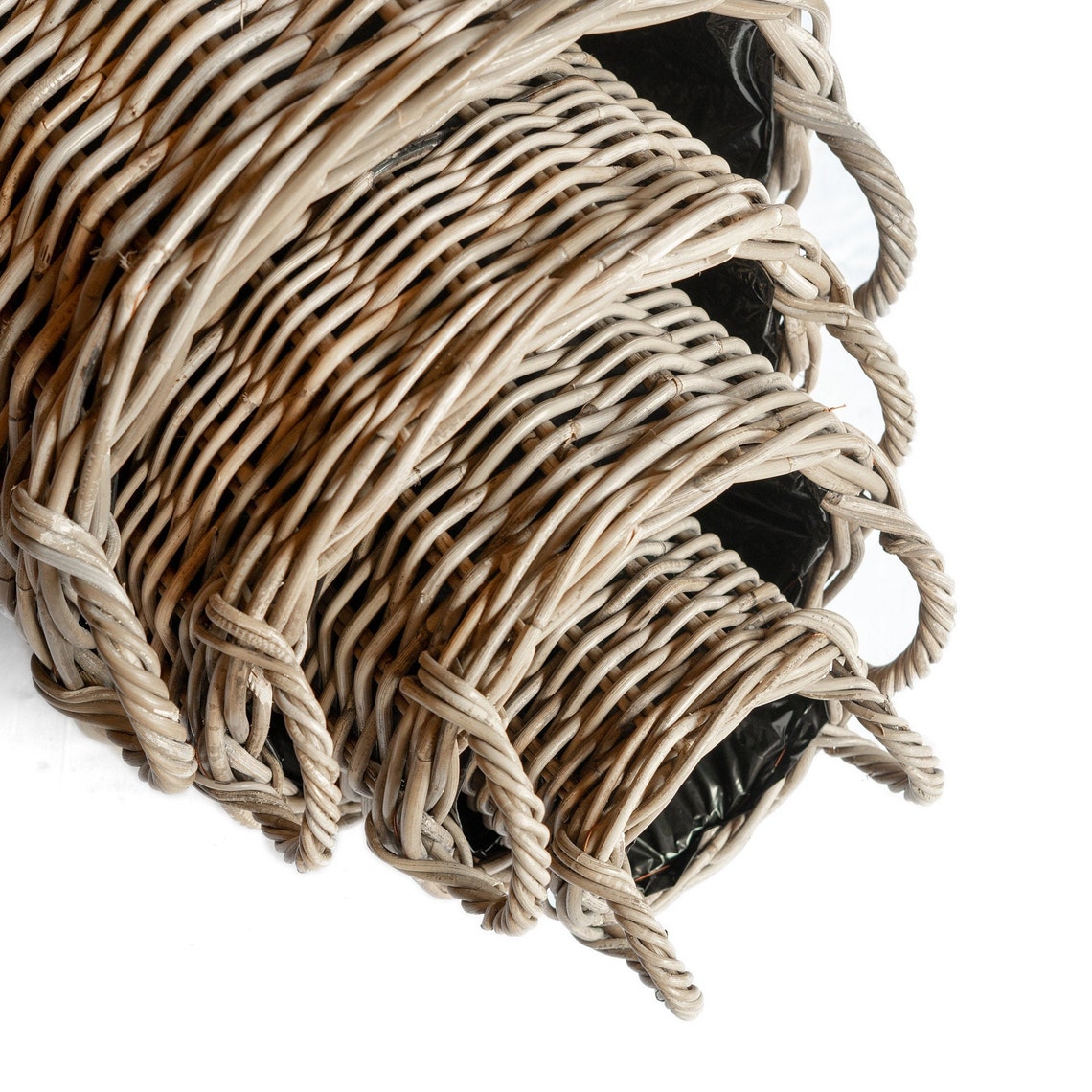 Pflanzkorb aus natürlichem Rattan rund mit Henkel Blumenkorb | Etsy