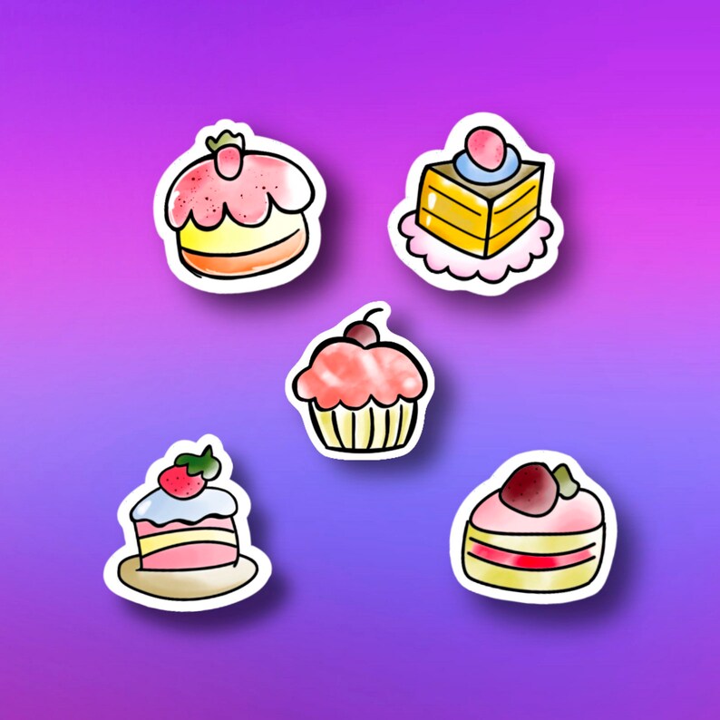 Mini Stickers Cute Dessert Stickers 5 Pieces Aesthetic - Etsy