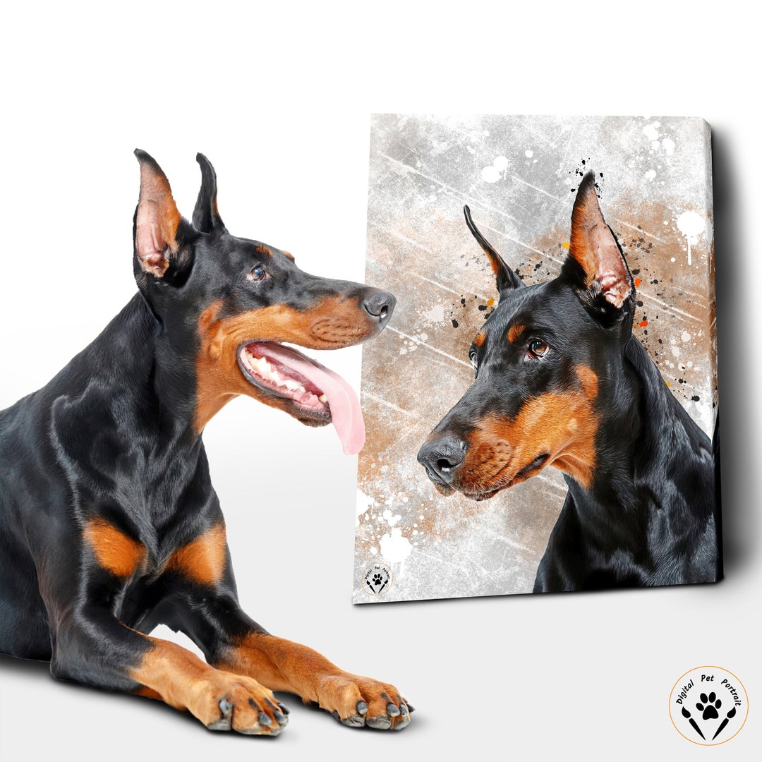Custom Doberman Portrait Memorial Dog Painting Doberman Art Doberman ...