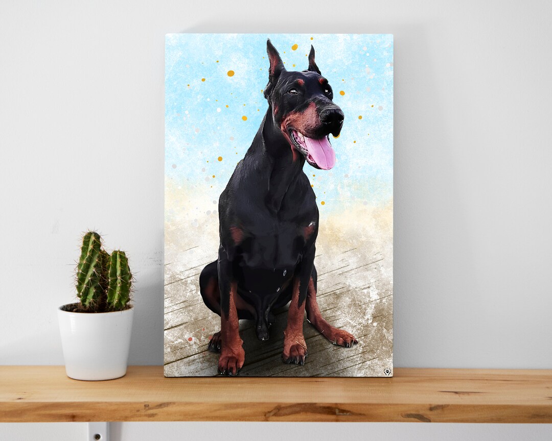 Custom Doberman Portrait Memorial Dog Painting Doberman Art Doberman ...